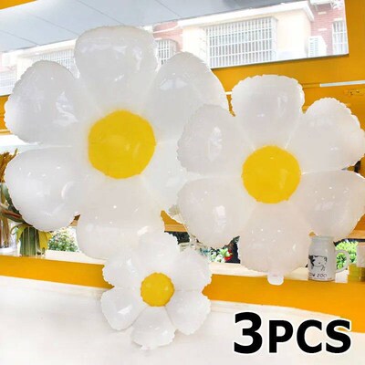 White Daisy Flower Balloons Multi Size Sunflower Foil Balloo