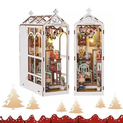 Bookend Stand DIY Miniature House Kit with LED Light