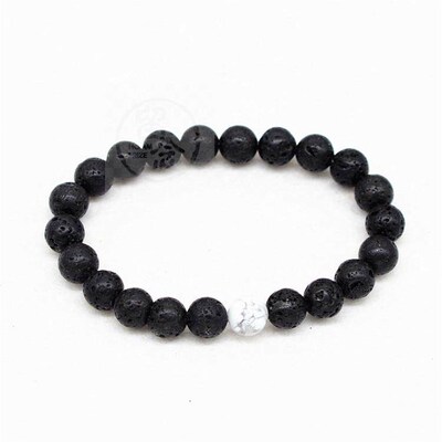 。 Volcanic stone white pine stone agate Buddha bead brlet l