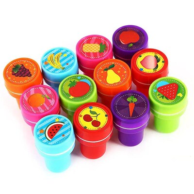16pcs/lot Children Toy Stamps Cartoon Animals Fruits Kids Se