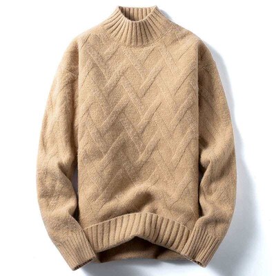 Winter New Mens Sweater Long-sleeved Knitted Base Shirt Hal