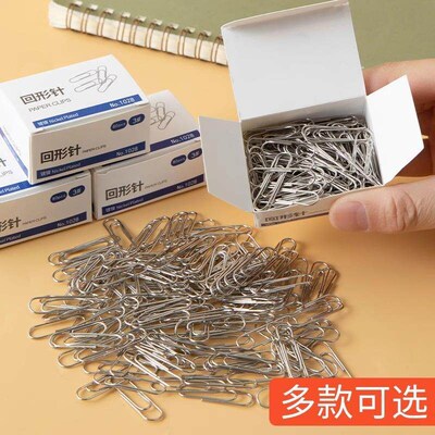 Paperclips, office supplies, binder clips, U-shaped pins, an