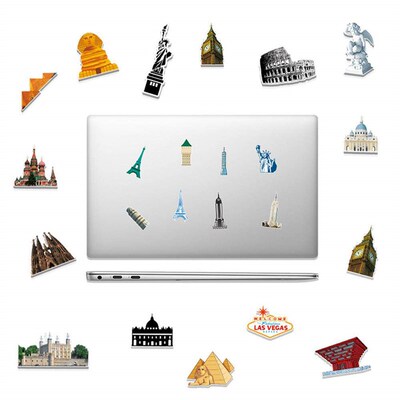 10/30/64pcs World Famous Building Landmark Stickers Decal Fo