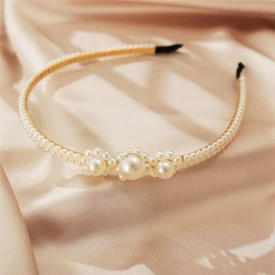 Modyle Fashion Full Pearl Hairbands Elastic Flower Women Hai