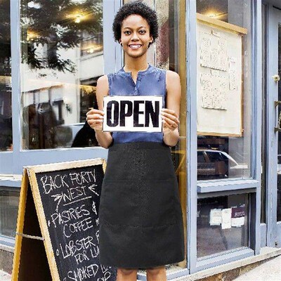 Work Apron Waiter Half Server Aprons Short Waist Black