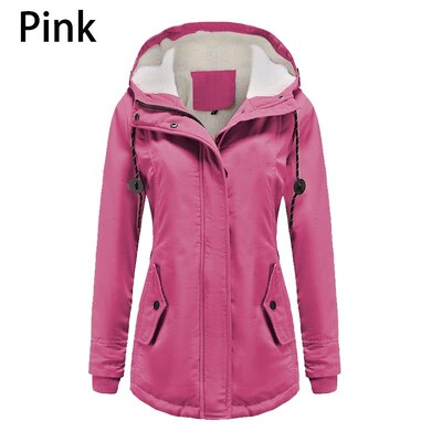 Winter Womens Fleece Warm Parkas Solid PlushThickend