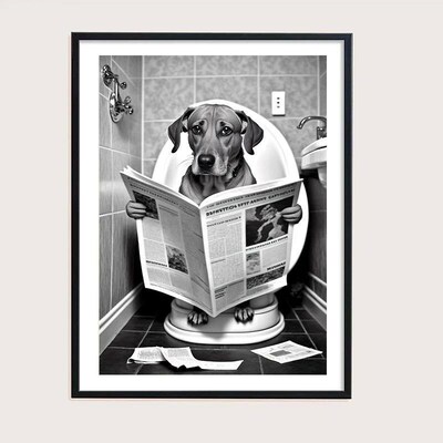 Funny Bathroom Humorous Animal Wall Decor Bear Dog Tiger Sit