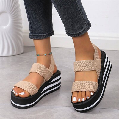 Womens Leisure Wedge Sandals Open Toe Thick Soled Platform