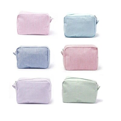 Seerucker Ruffle Cometic Bag Pink/Purple Striped Storage Mak