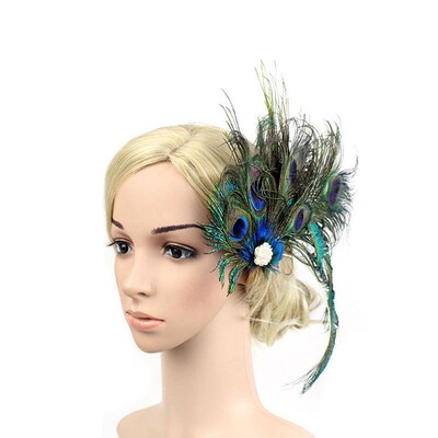 Women Peacock Feather Fascinator Clip Ladies Day Races Weddi