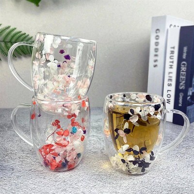 350ml Double Wall Coffee Mug With Handles Clear Milk Cups Gi