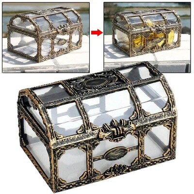Vintage Transparent Pirate reasure Storage Box Crystal Gem J