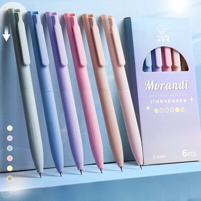6Pcs Morandi Color Gel Pen Colorful Signing Pen Colored Ink