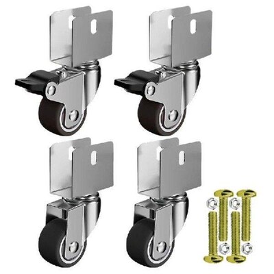4Pcs 1.5inch Universals Swivels Casters 360 Swivels Rubber