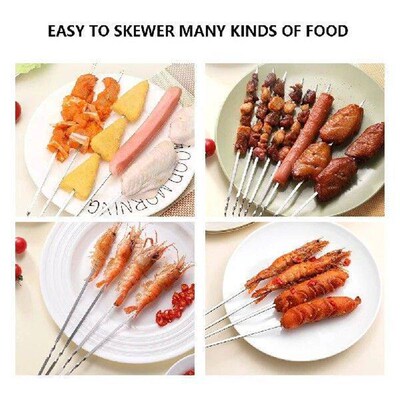 20pcs Barbecue Skewer Portable Kebab Stick Stainless Steel
