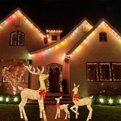 3pcs 2D Deer Christmas Decor LED Light Glowing Garden Decora