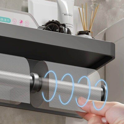 Large Toilet Paper Holder Wall-Mounted Paper Roll Holder Wit