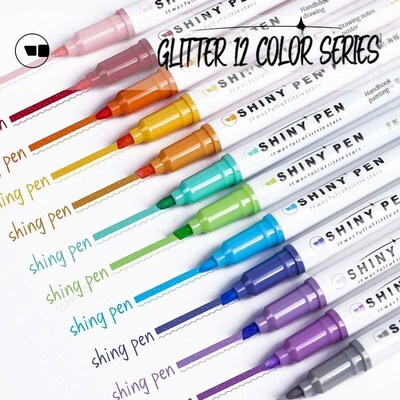4 Colors/box Kawaii Glitter Highlighter Pen Pastel Fine Past