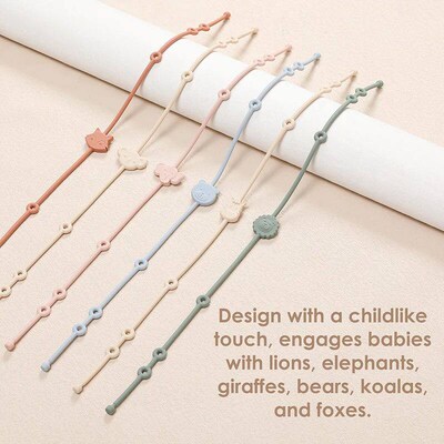 6 Pack Silicone Pacifier Clip, Toy Safety Straps for Baby ,