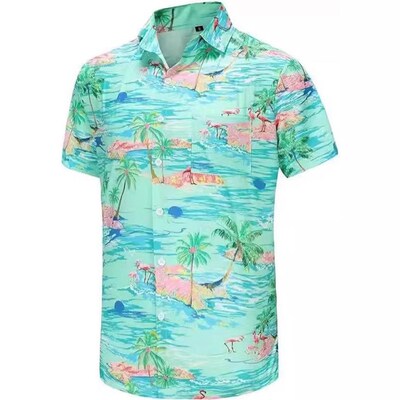 Thailand Large Size Short-sleeved Floral Mens Casual Fashio