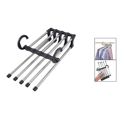Stainless Steel Multifunction Dual Hooks 5 Ways Pants Trouse