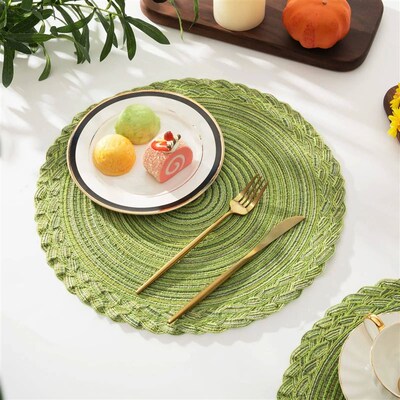 4PCS Round Table Mats Woven Placemats Heat Insulation Mat Di