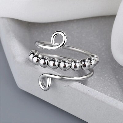 Punk Anxiety Rings For Women Men Spiral Fidget Beads Ring 20