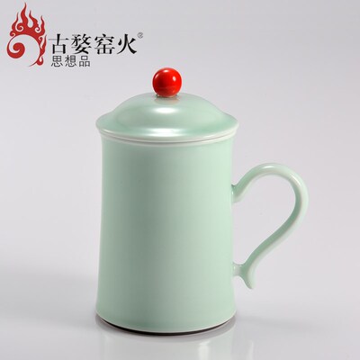 古婺窑火 陶瓷茶杯带盖 办公室茶器鸿运当头单杯