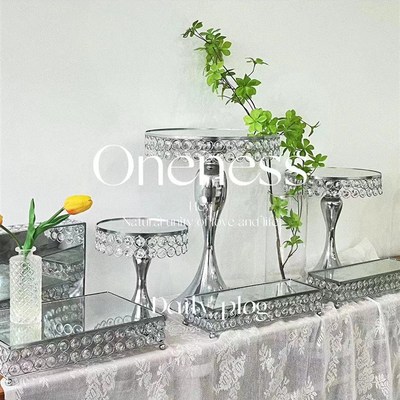 欧式铁艺水晶款甜品台展示架婚礼宴席典礼庆贺甜品架茶歇摆台架子