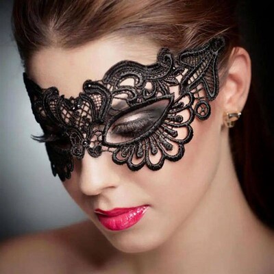 Black Party Mask For Women Hollow Lace Masquerade Blindfold