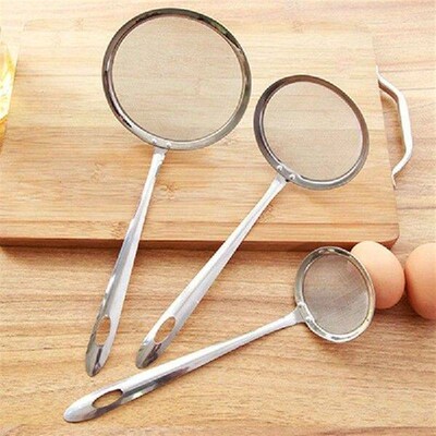 1Pc Stainless Steel Fine Mesh Oil Strainers Flour Filter