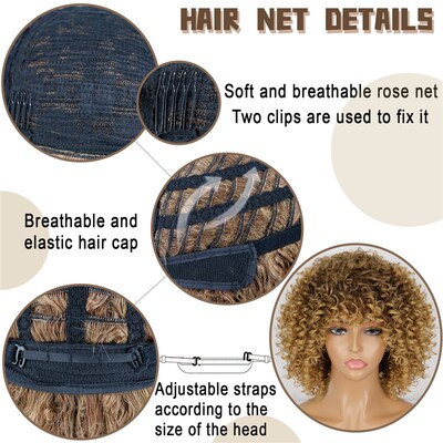 Short Curly Blonde Wig For Black Women Afro Kinky Curly Wig