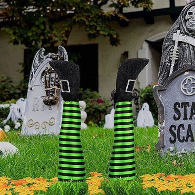 Halloween Witch Leg Stake Reusable Party Decorative Props