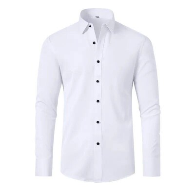 Slight Elasticity Mens Long-sleeved Business Casual Shirt S