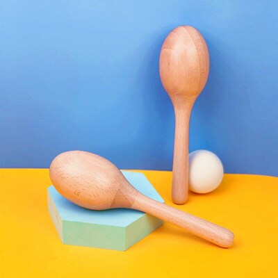 Beechwood Wooden Maracas Large Size Sandball for Grasping Tr