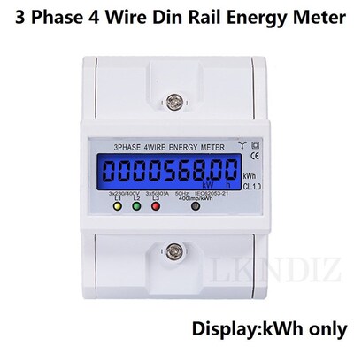 3 Phase 4 Wire Din Rail Electronic Watt Power Consumption E