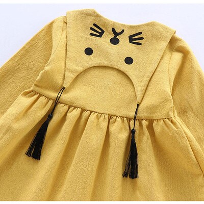 Girls Autumn Dress 2023 New Spring Long-sleeve Fringed Lapel