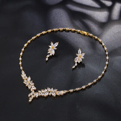 New Arrival Exquisite Plant Shape Cubic Zirconia Bridal Wedd