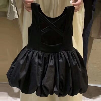 Girls Black Backless Sleeveless Dress Children Baby Girl Flo