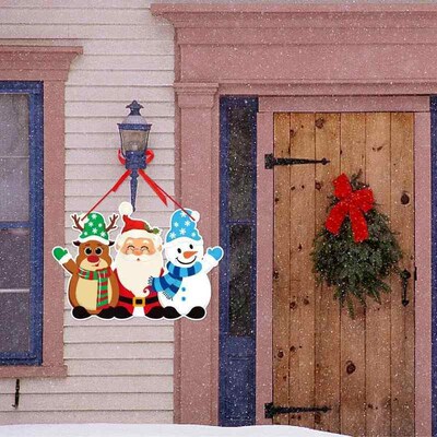 Christmas Door Decoration Paper Santa Claus Snoweman Hanging