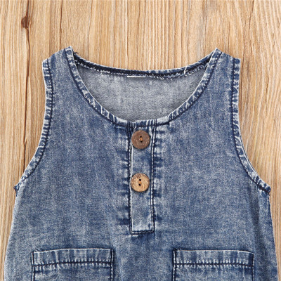 Baby Summer Denim Rompers Toddler Newborn Baby Boys Girls Sl