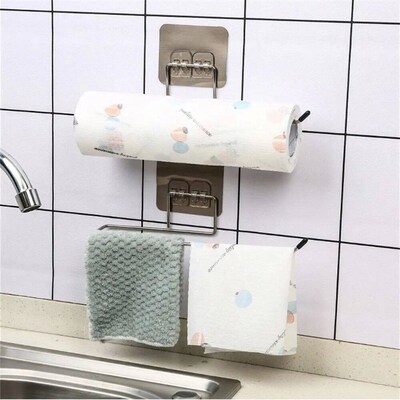 2PCS Kitchen Paper Towel Holder Adhesive Toilet Paper Rack T