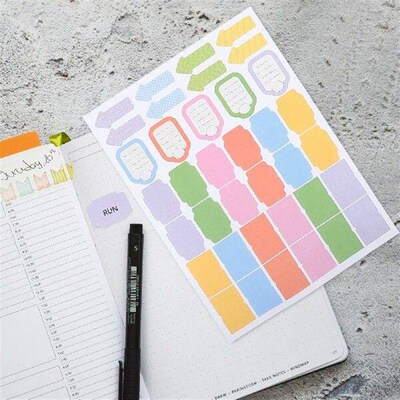12 Sheets Planner Stickers Copper Plate Self Adhesive