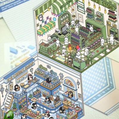 Kawaii 3D Landsaping ers Cartoon ature Sene Visual Staking T