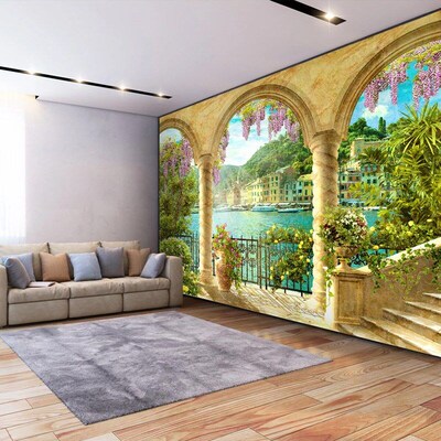 Custom Wallpaper Murals 3D Stereo Space Arch Balcony Landsca