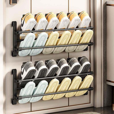 Behind-the-door shoe rack, foldable and easy to use, wall-mo