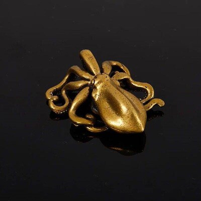 Small Octopus Statue Metal Brass Tea Pet Table Ornament