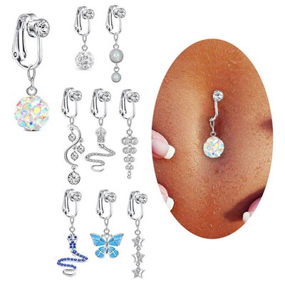 Faux Fake Belly Ring Snake Fake Belly Piercing Clip on Umbil