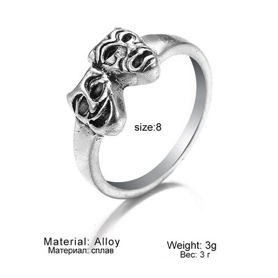New retro double face skull casting ring ring exaggerated pe