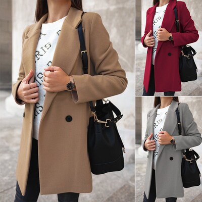 2023 New Autumn/Winter Womens Long Sleeve Woolen Coat